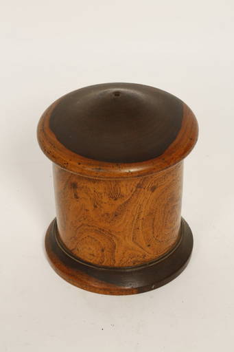 A Cylindrical Treen String Box, With A Screw Fitting Do