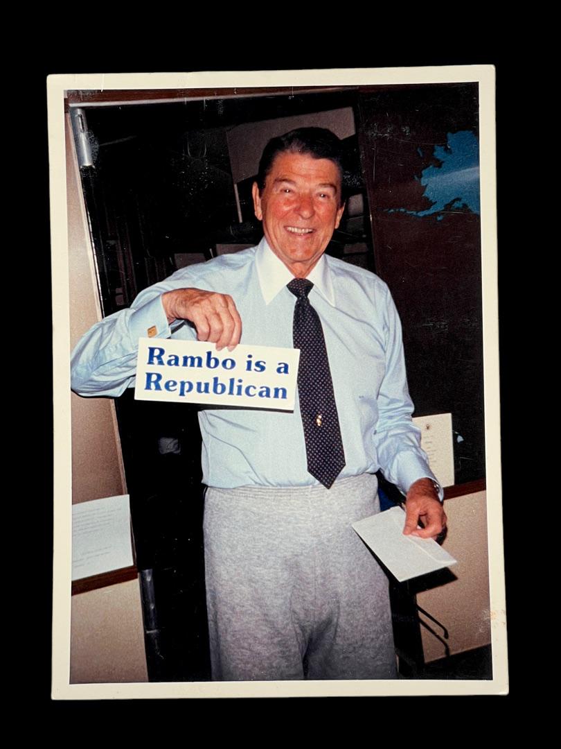 President Ronald Reagan, Movie Actor Sylvester Stallone, Movie Rambo Photo