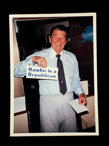 President Ronald Reagan, Movie Actor Sylvester Stallone, Movie Rambo Photo