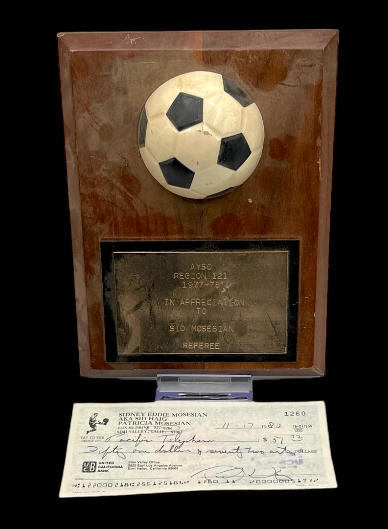 Sid Haig Signed 1980 Check And Trophy