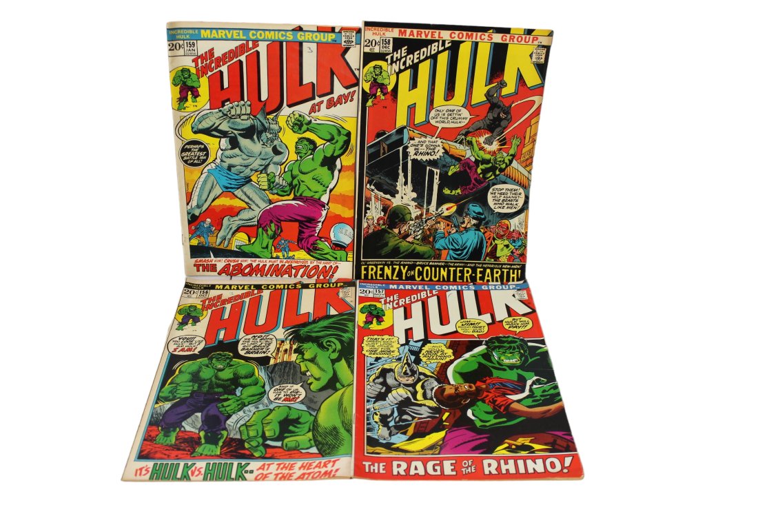 The Incredible Hulk 156, 157, 158, 159 Vintage Comic Book Collection Lot