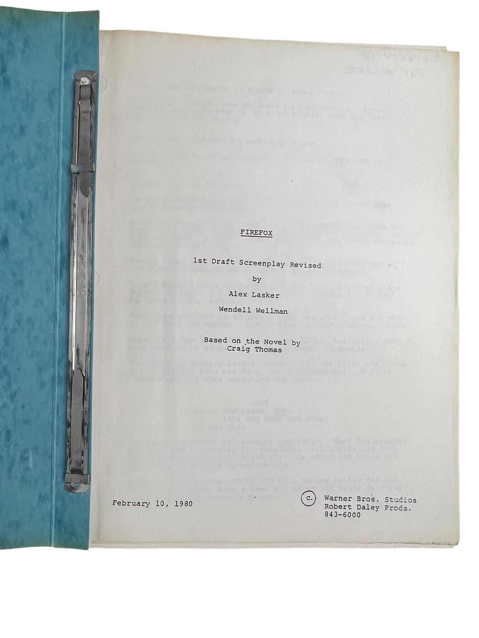 Firefox 1982 Clint Eastwood 1980 Movie Script First Draft Screenplay ...