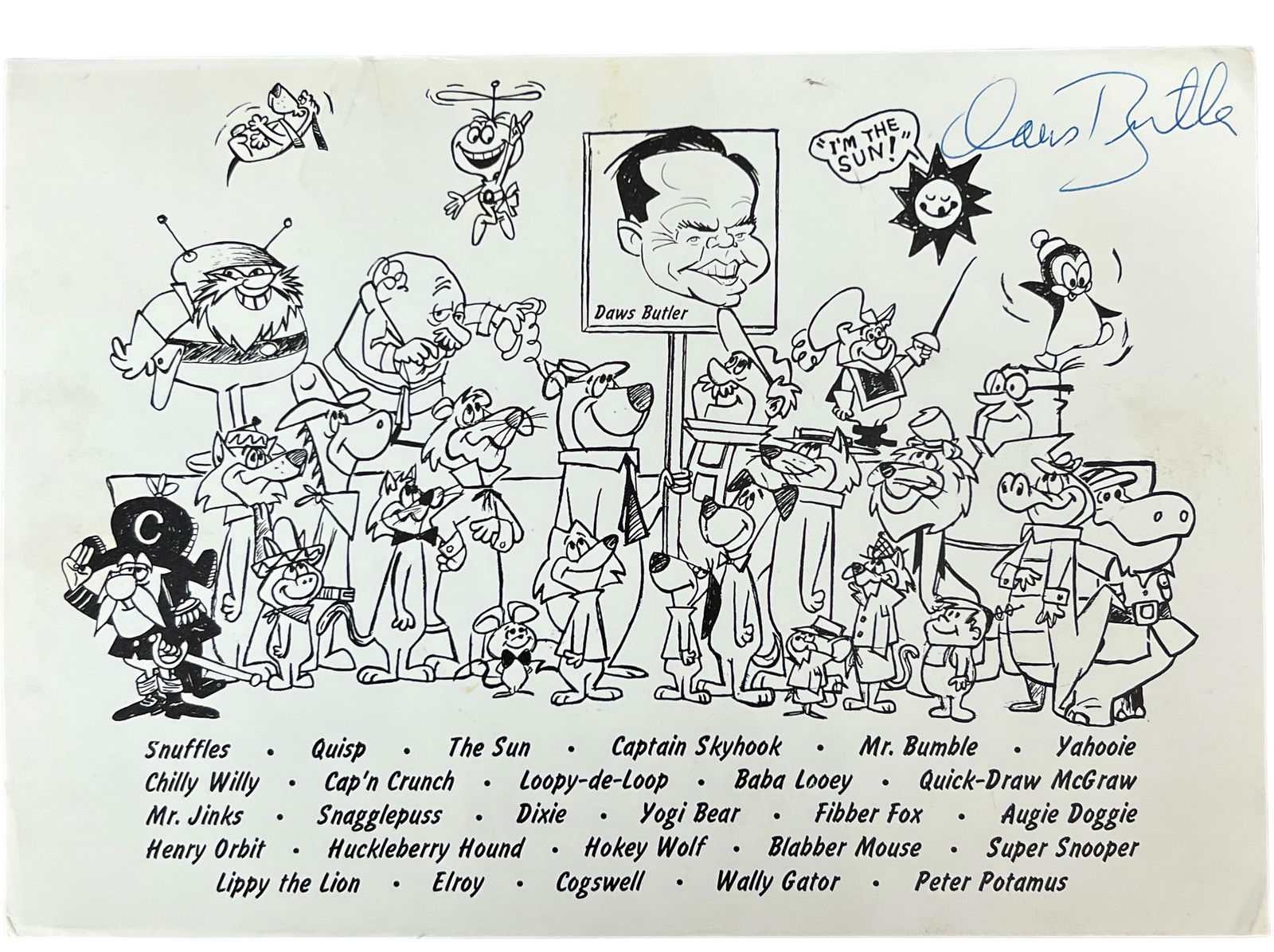 Daws Butler Mr. Jinks Signed Animation Card