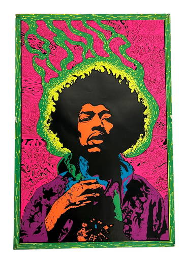 Jimi Hendrix Vintage Original 1960s Blacklight Poster By Joe Robert Junior
