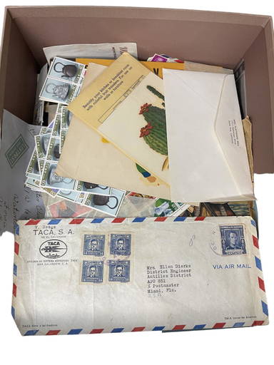 Vintage Stamp, Stamp Hinges And Envelope Collection Box Lot
