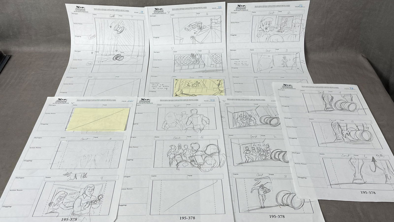Original Warner Bros. Scooby Doo Storyboard Collection Lot