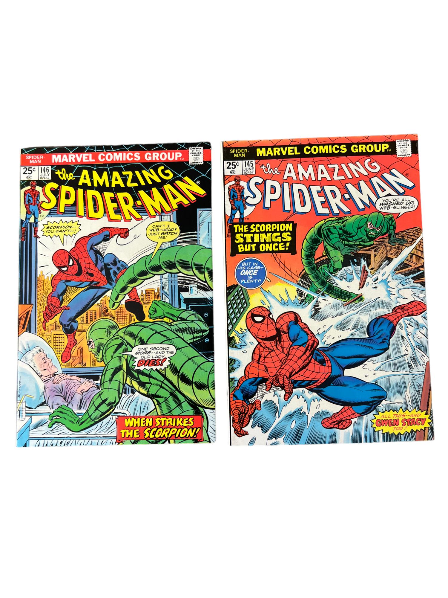 Amazing Spider-man # 145, 146 Marvel Vintage Comic Book Collection Lot ...