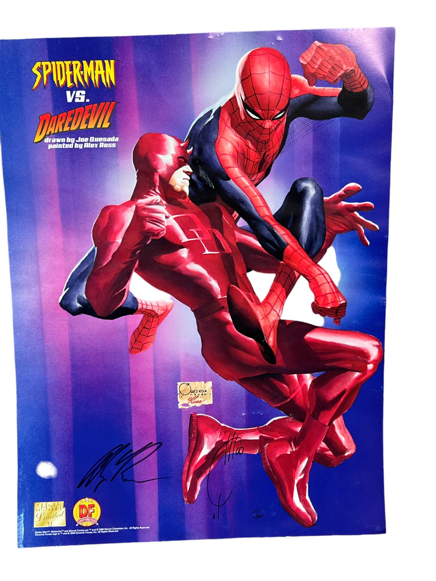 Spider-man Vs Daredevil Alex Ross Joel Quesada Signed Lithograph 20" X ...