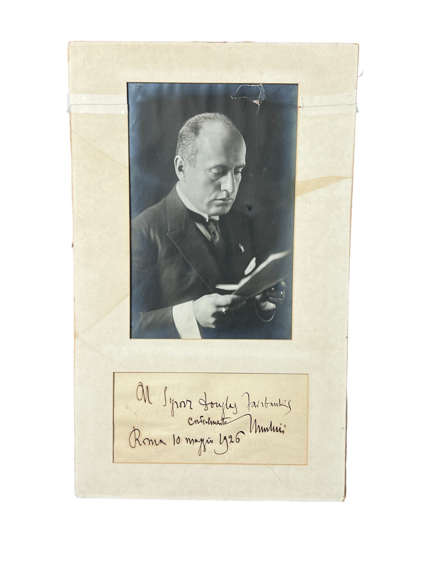 Benito Mussolini Signed Autograph Note To Actor Douglas Fairbanks With ...