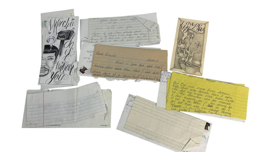 Authentic Original Prison Letters And Drawings Lot