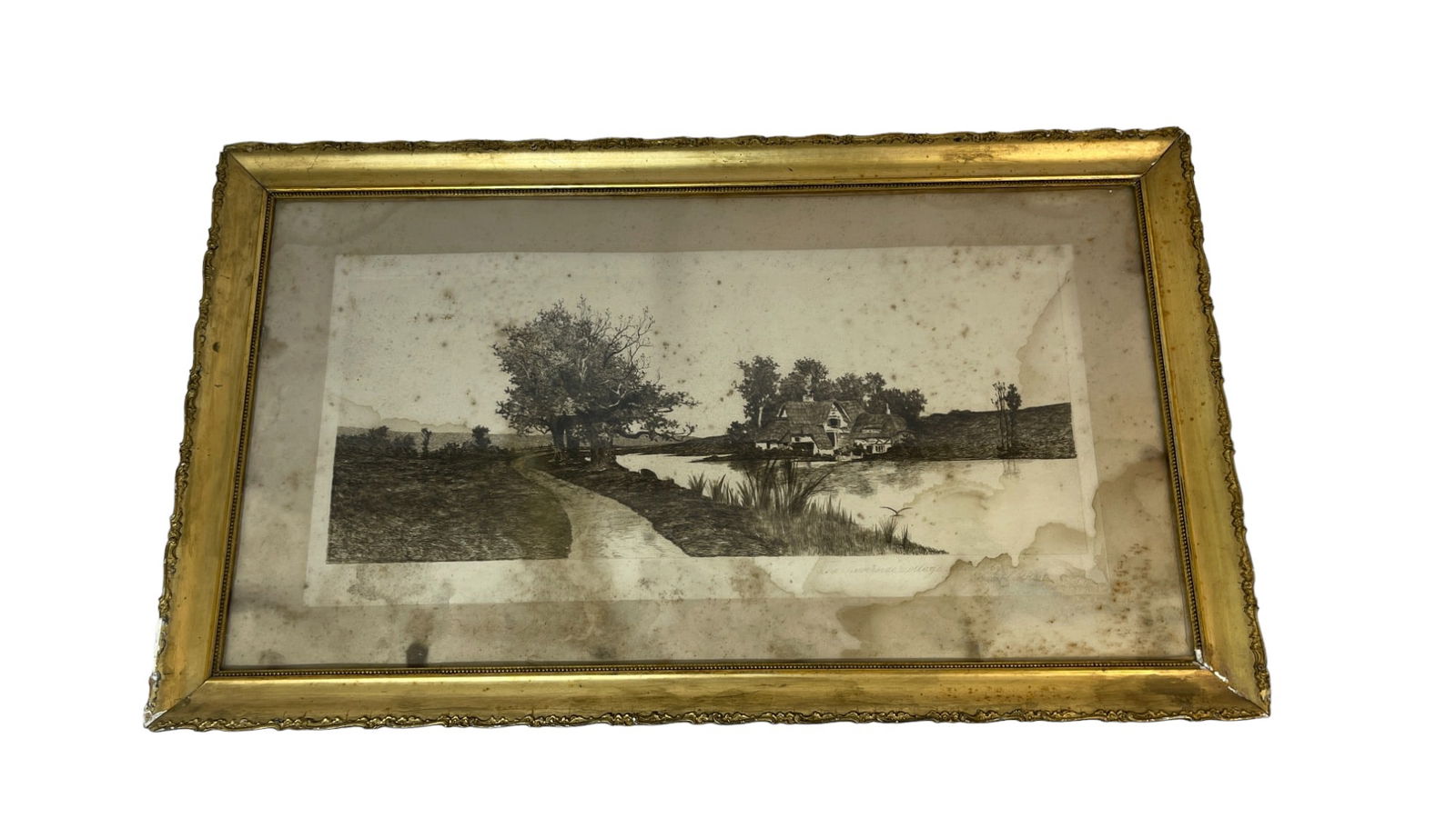 Original "the Riverside Cottage" Etching By Ernest C. Rost Auction