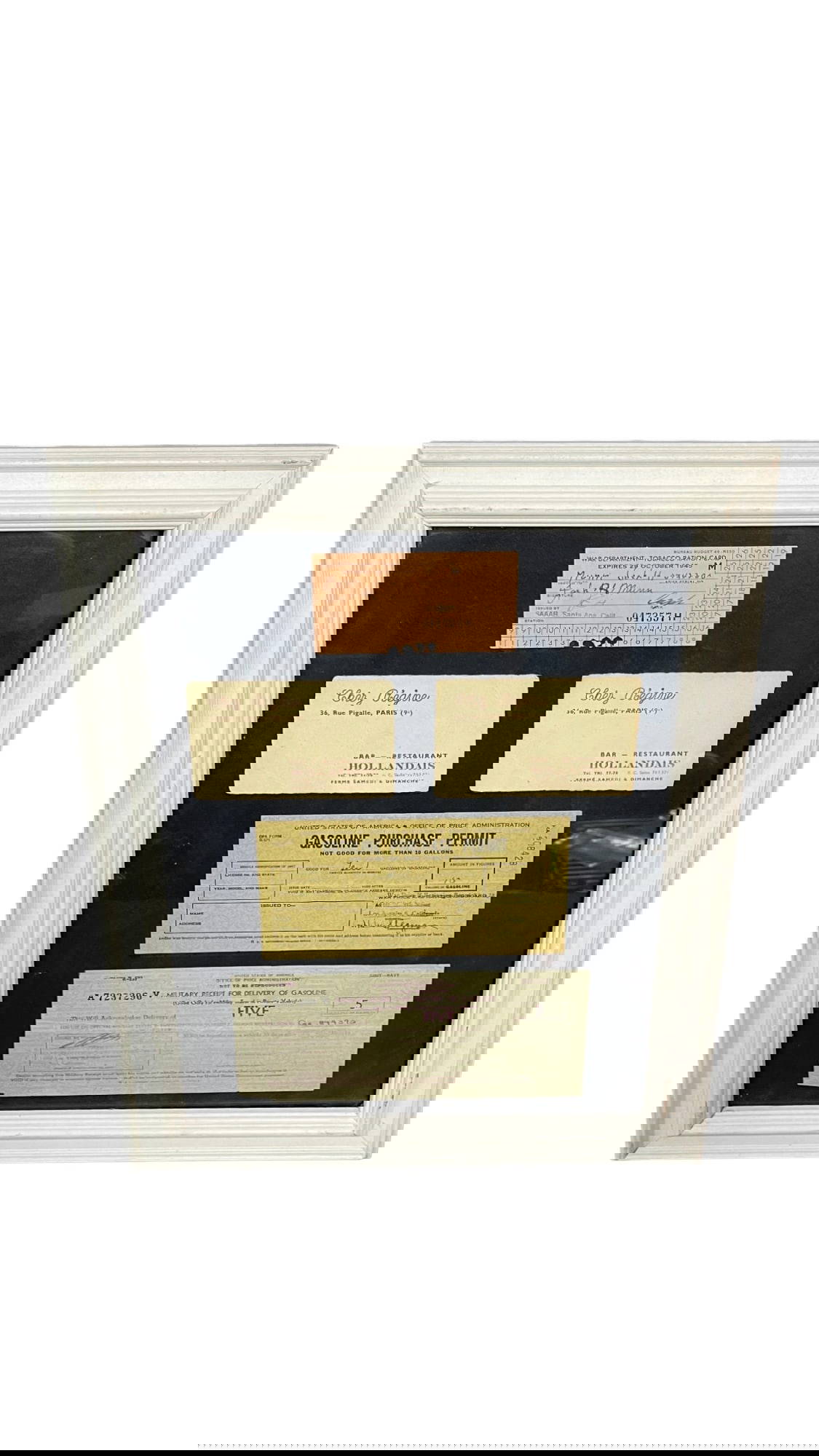 Antique Vintage Framed Tobacco Ration Card And Gasoline Purchase Permit ...