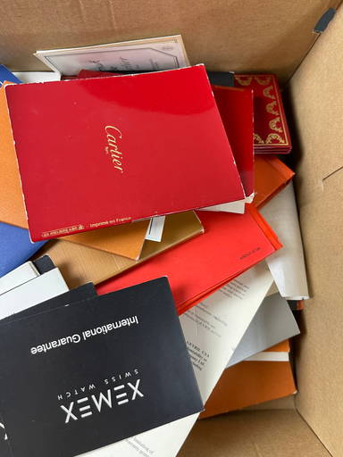 Box Lot Of Watch Certificates And Manuals