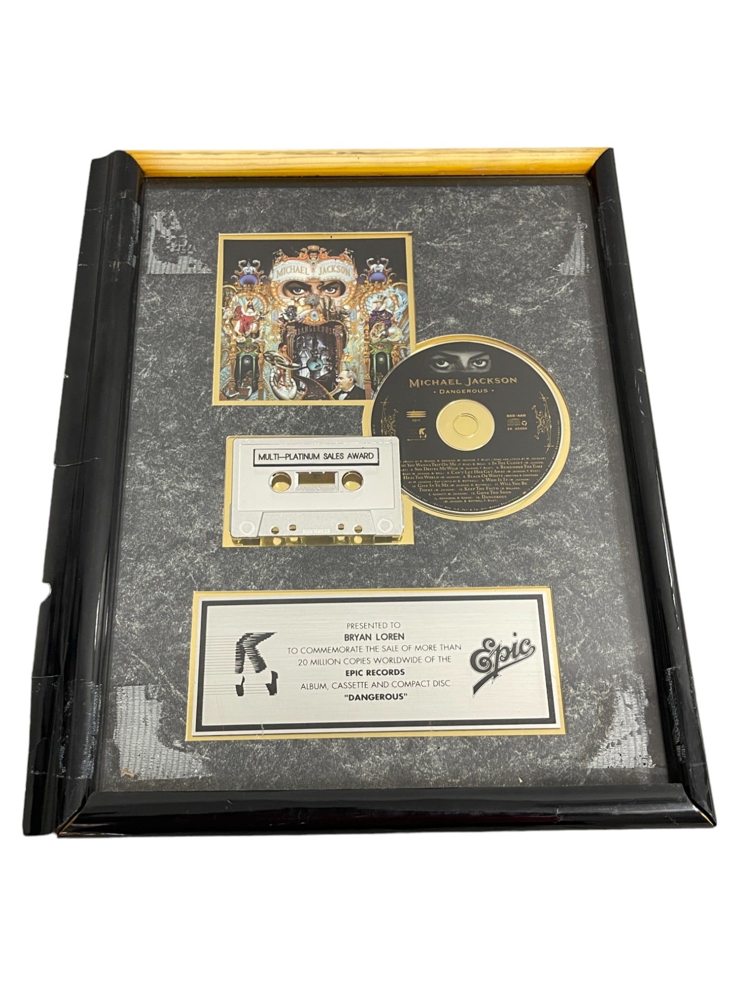 Michael Jackson Dangerous Multi-platinum Award Presented To Bryan Loren ...