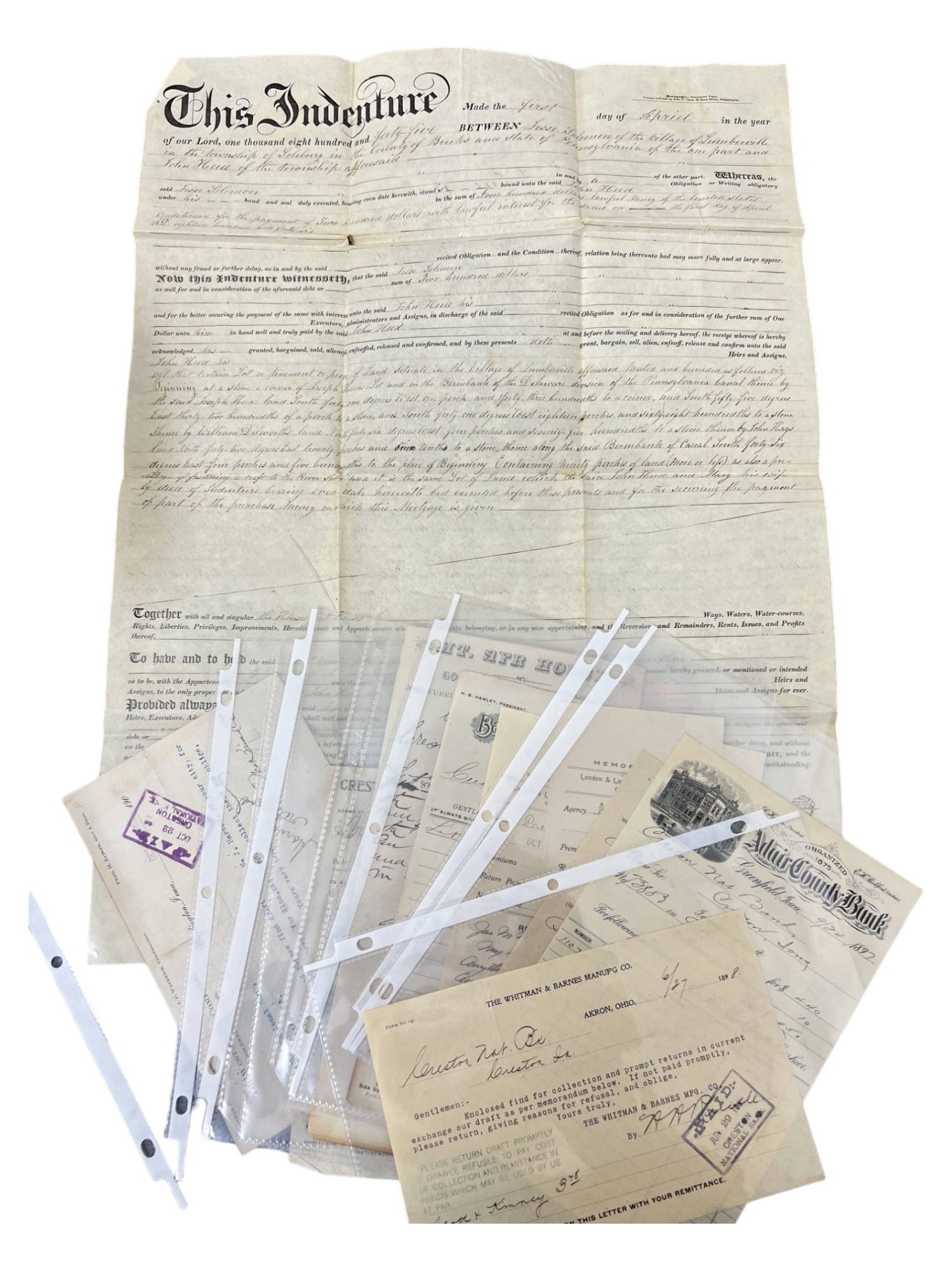 Original Antique Indenture Land Deed 1845 Signed Philadelphia Green Wax ...