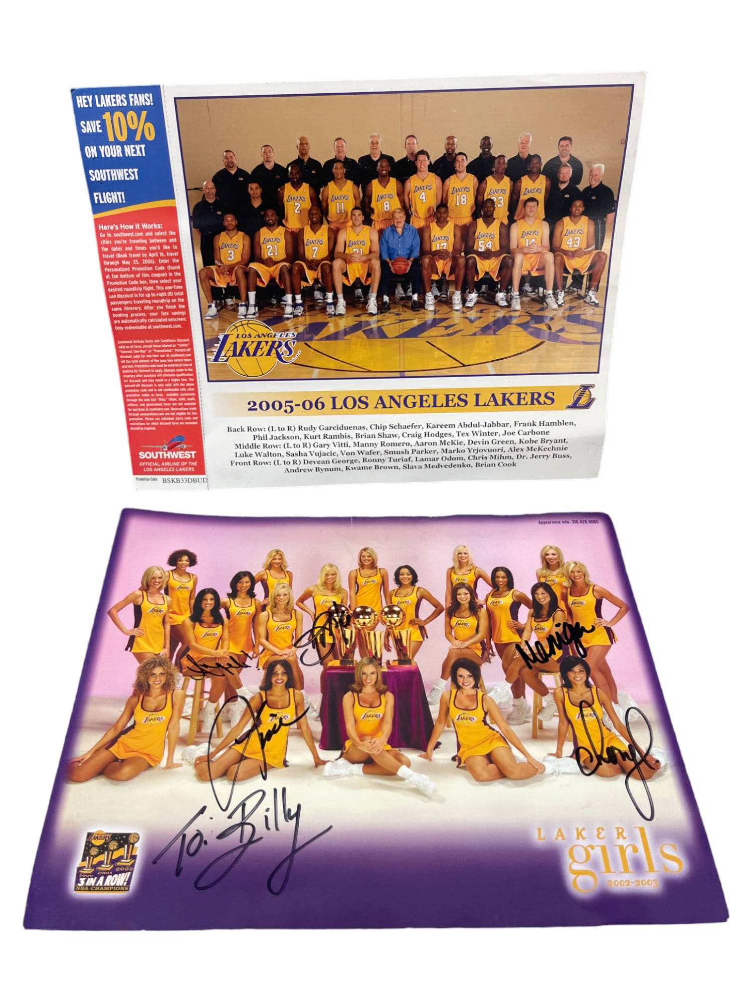 Los Angeles Lakers 2005-2006 And Laker Girls Signed 2002-2003 ...