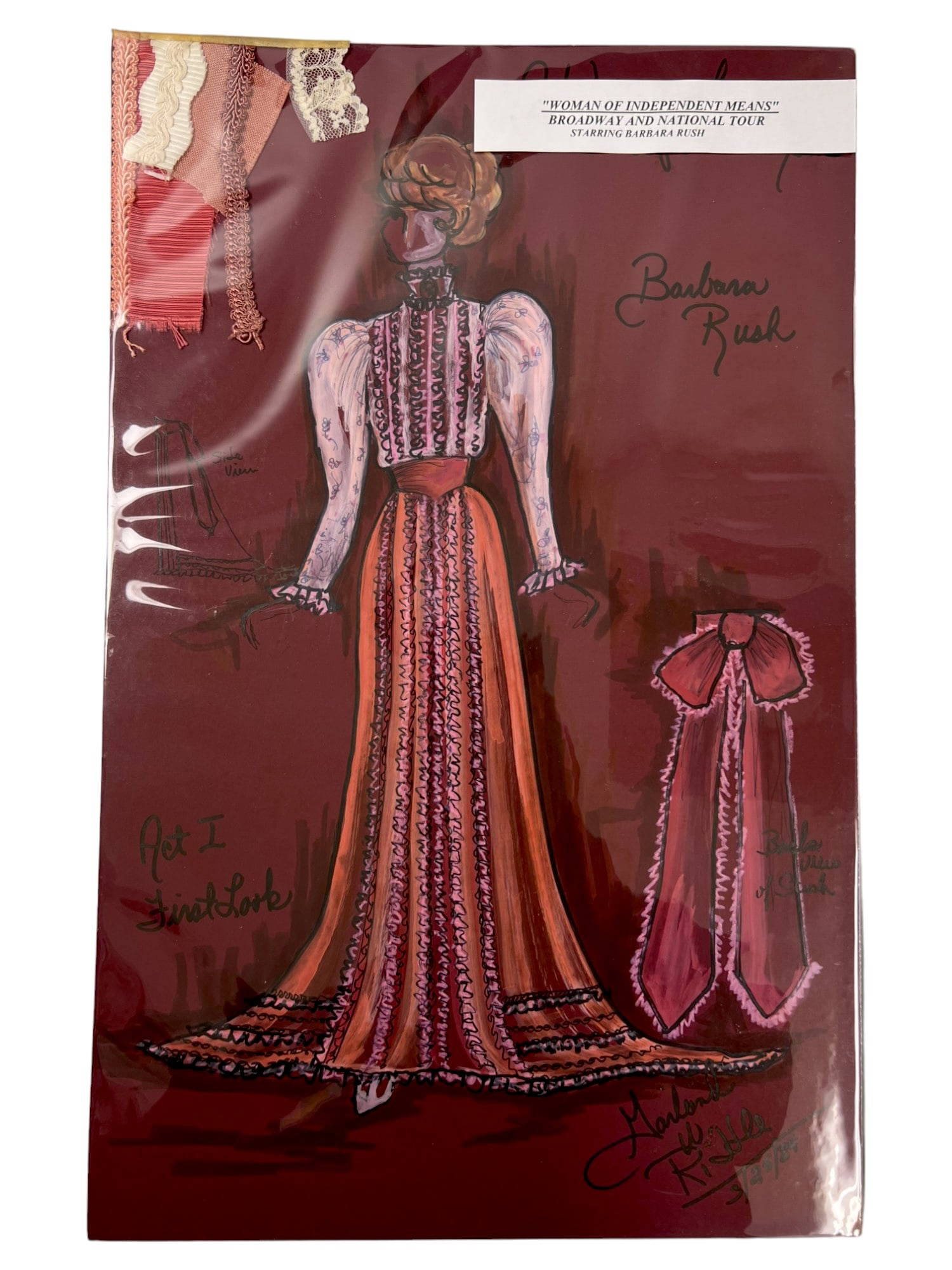 Original Drawing Costume Design Sketch Of Barbara Rush By Garland ...