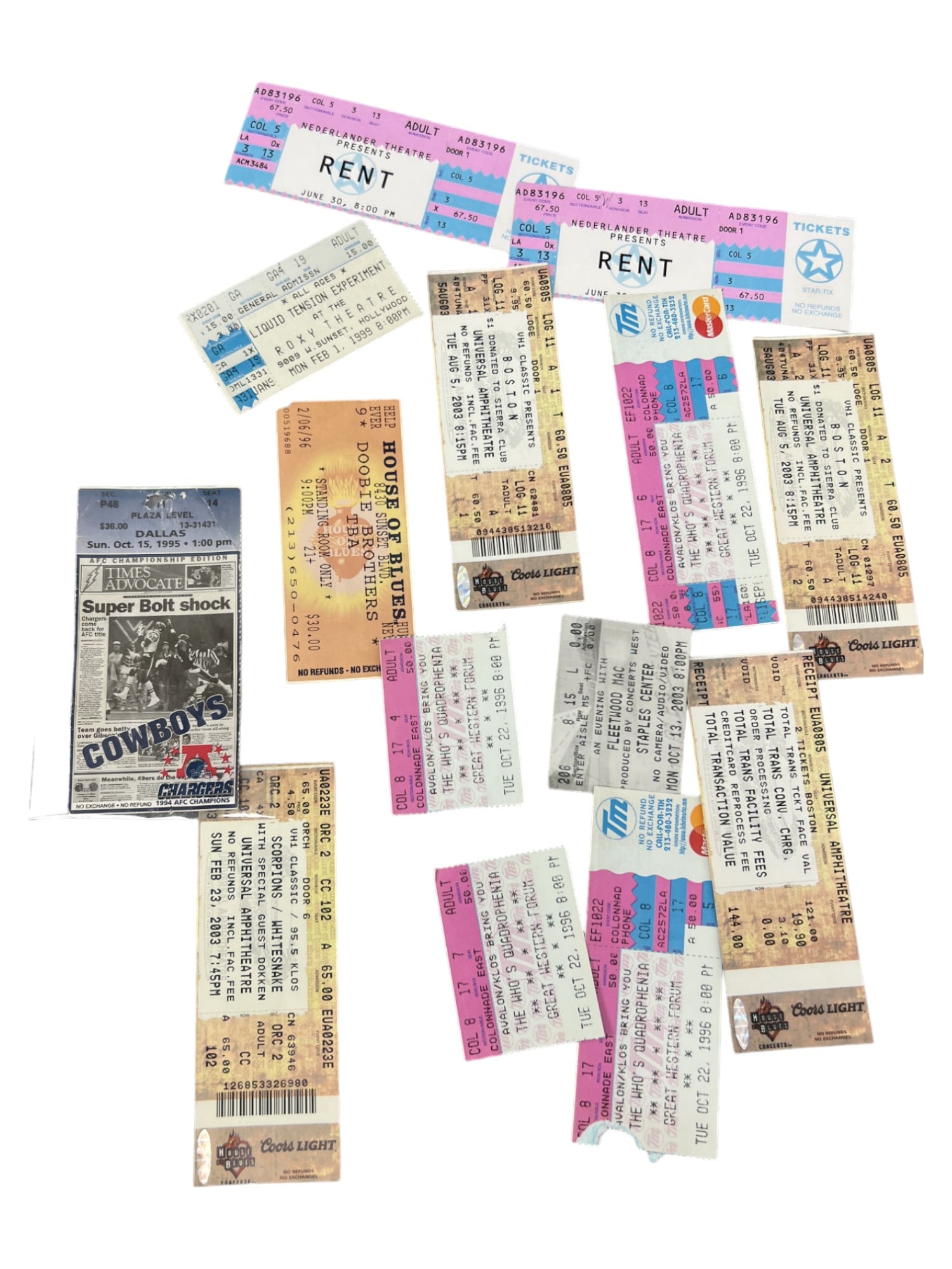 Vintage Tickets Concert & Music And Sport Ticket Collection Auction