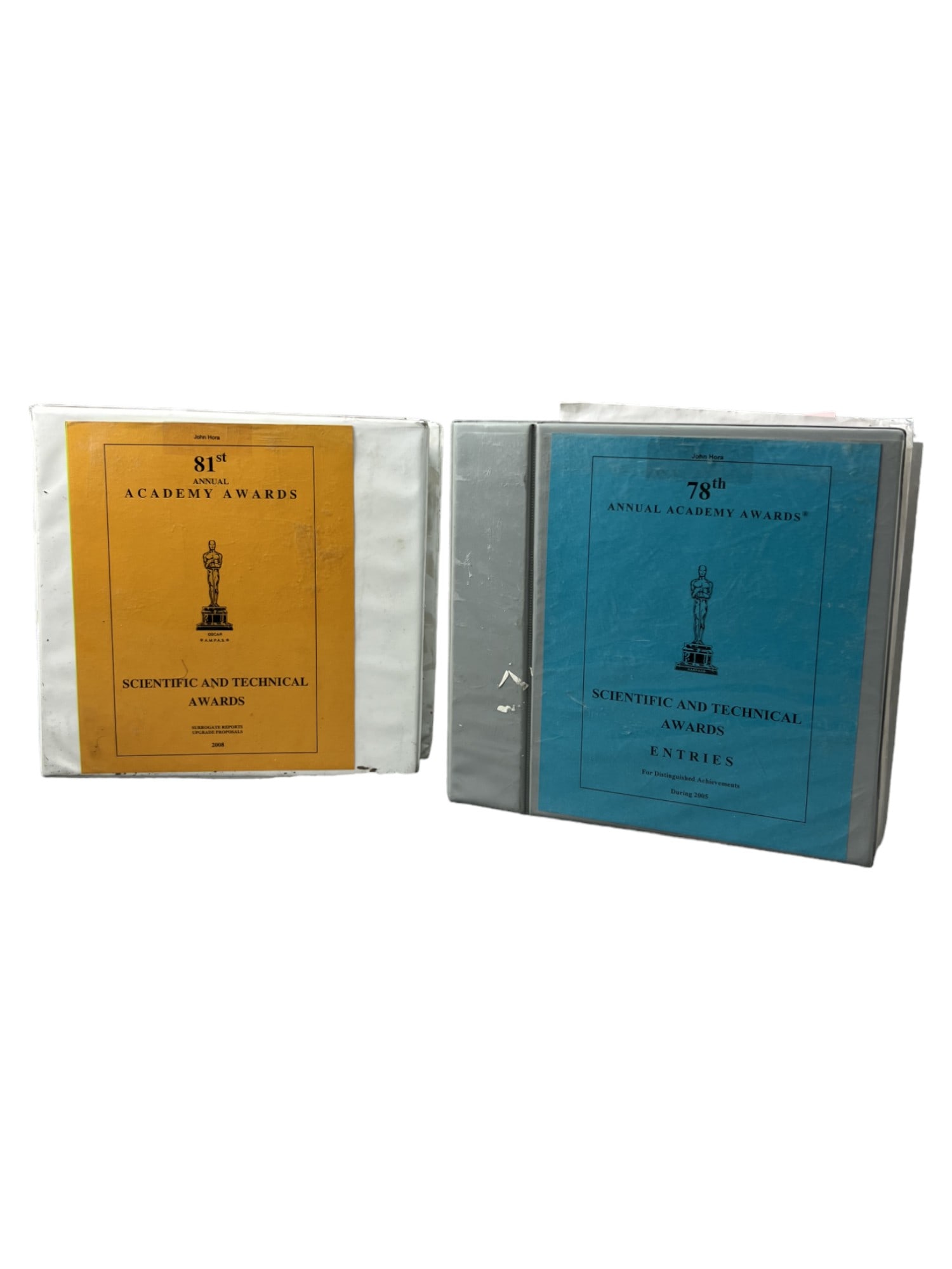 Annual Academy Awards Oscar Production Binder John Hora Movie 78 And 81 ...