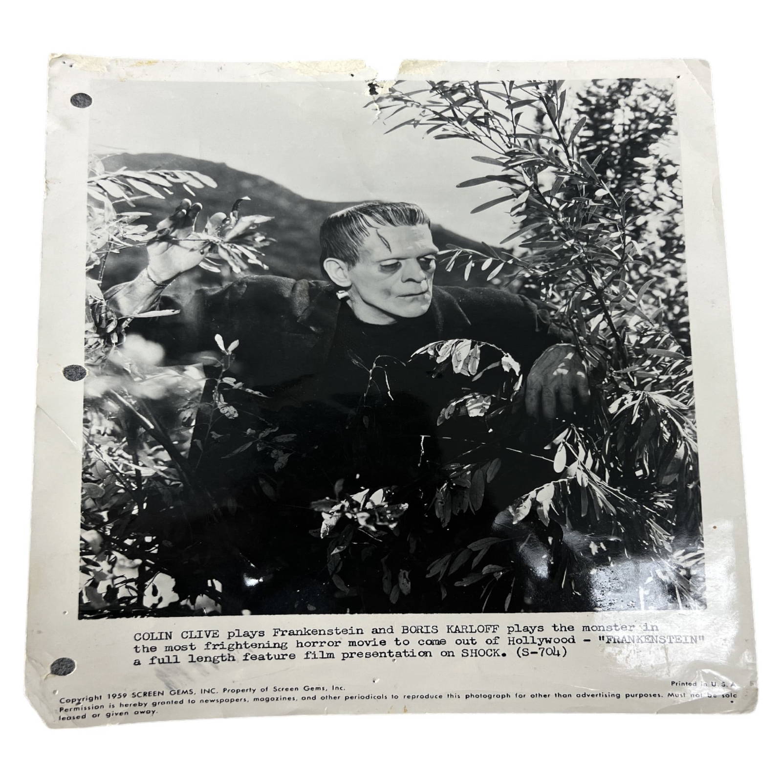 Vintage Original 60s Movie Frankenstein Film Photo Boris Karloff 10" X ...