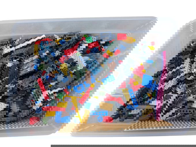 Tub Of Vintage Legos And Minifigures