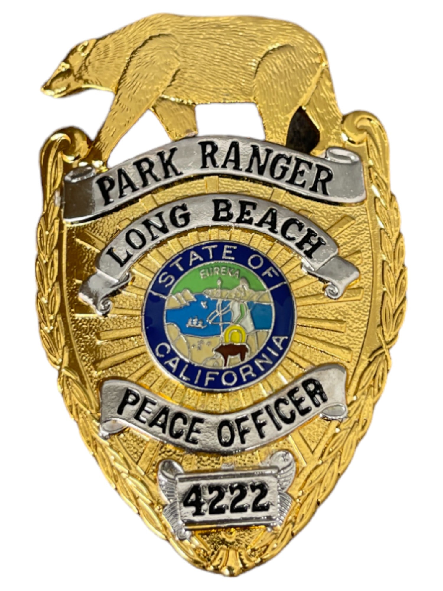Vintage Obsolete Long Beach Ca Park Ranger Police Badge Maker Marked
