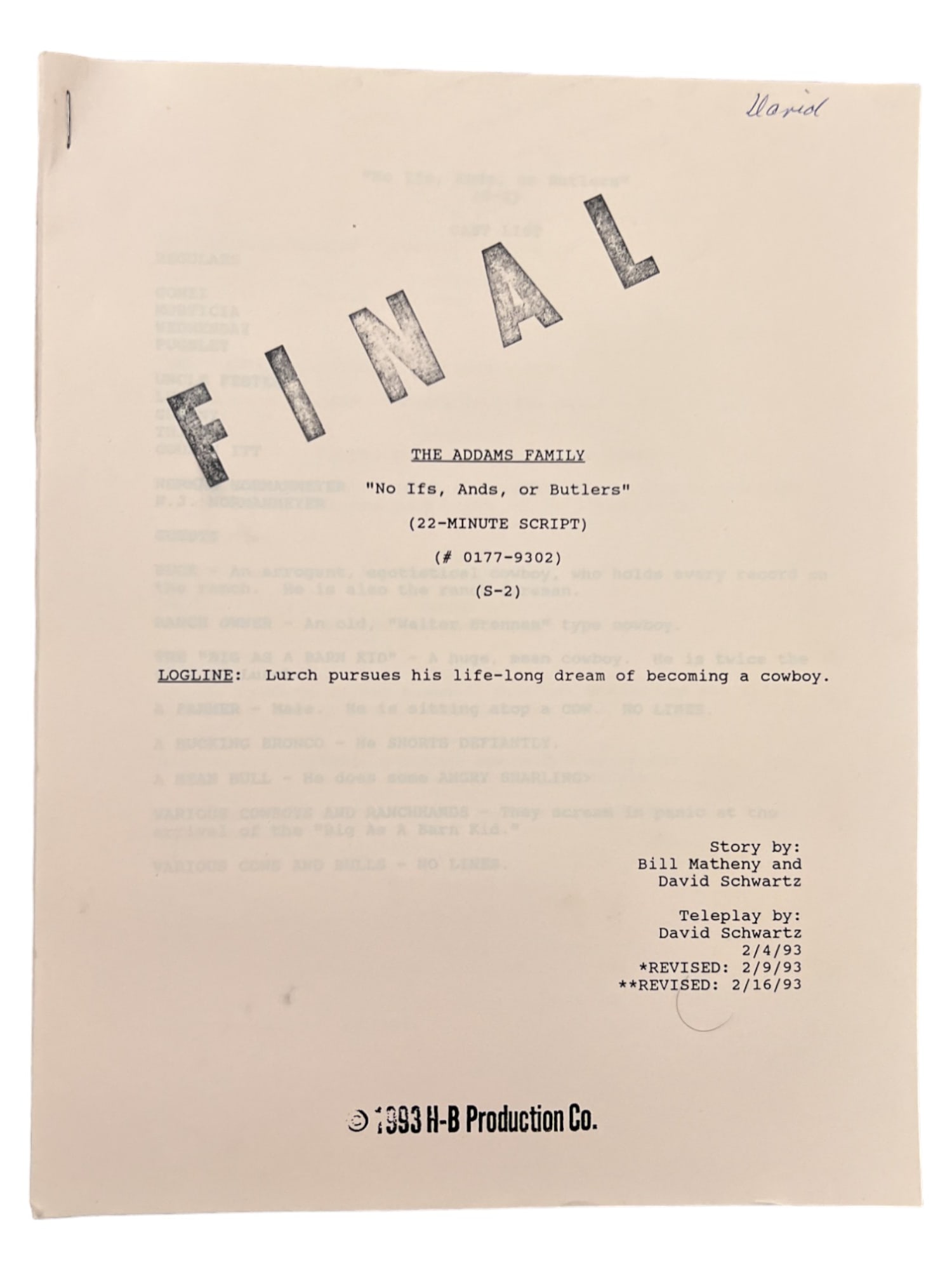 The Addams Family Bible Vintage Animation Cartoon Tv 1993 Script