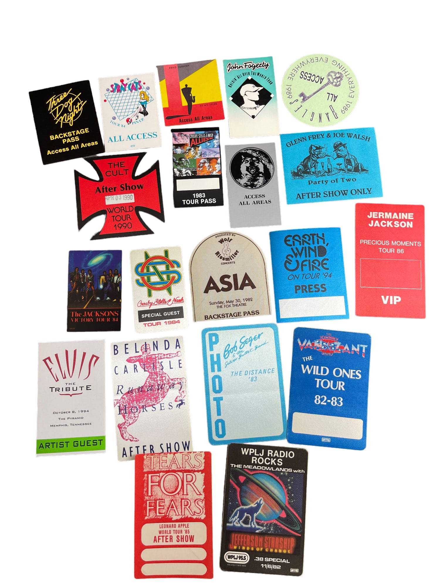 Vintage Backstage Pass Collection Rock Pop Music Auction