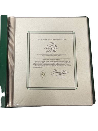The First Gold Bank Notes Of Belize Gold Notes 22kt Gold Covered With ...
