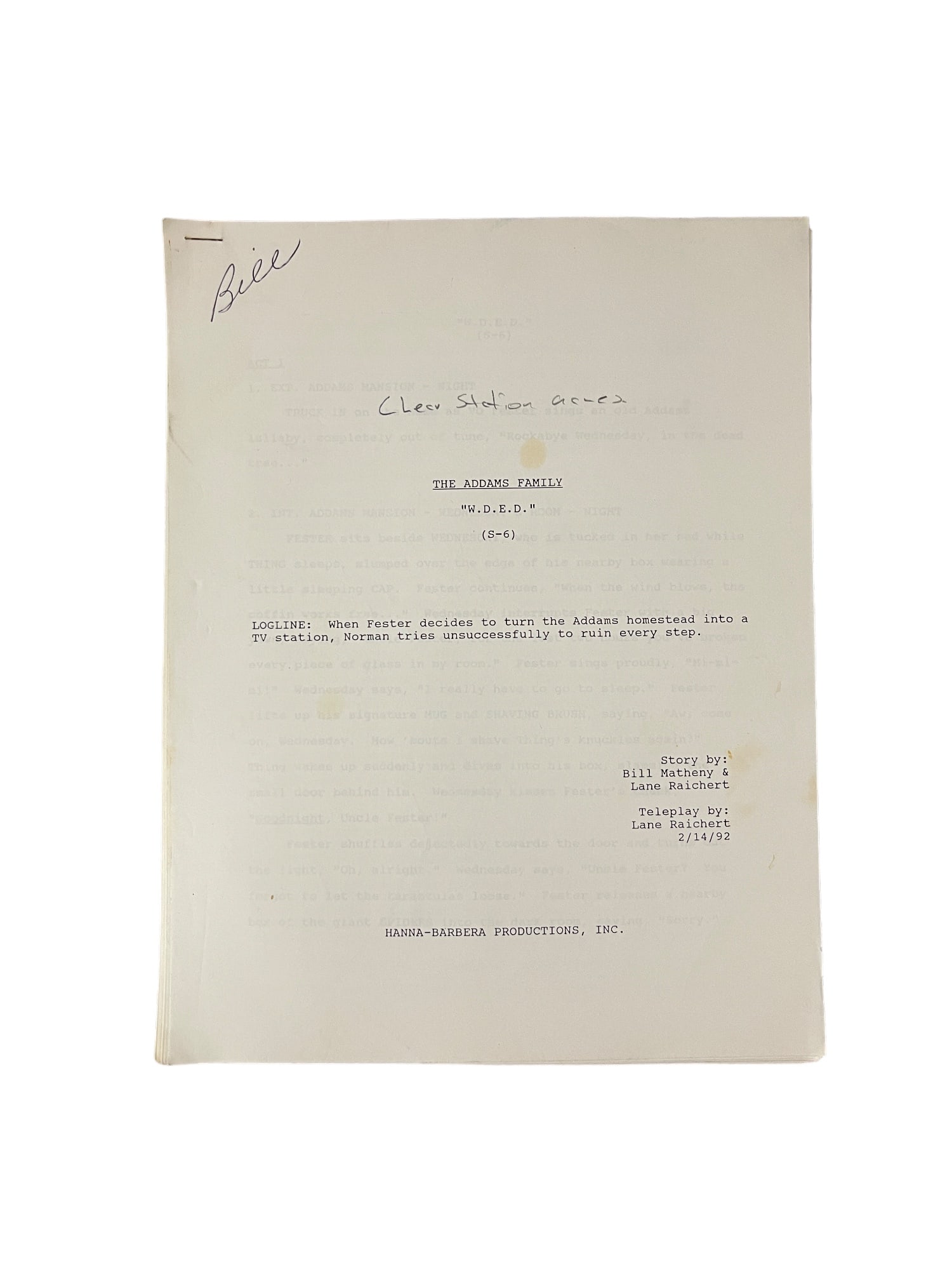 The Addams Family "w.d.e.d" Vintage Script Auction