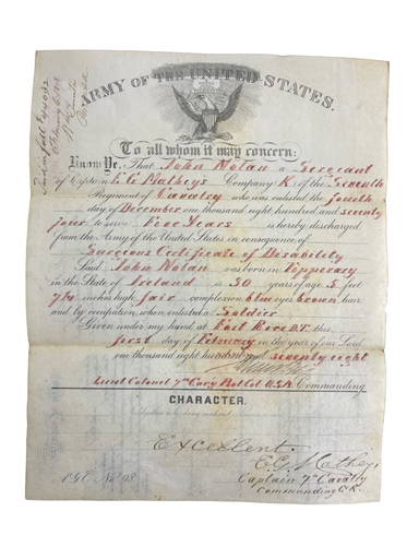 Rare Historical Us Army 1877 7th Cavalry Captain Letter Signed Edward ...