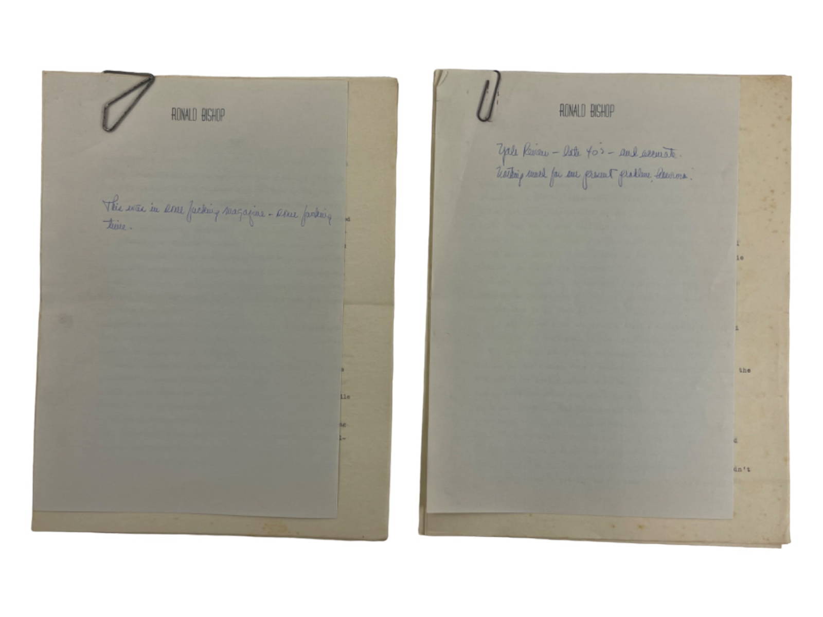 Author Ronald Bishop A Simple Troth & A Lot Of Empty Alleys Scripts Auction