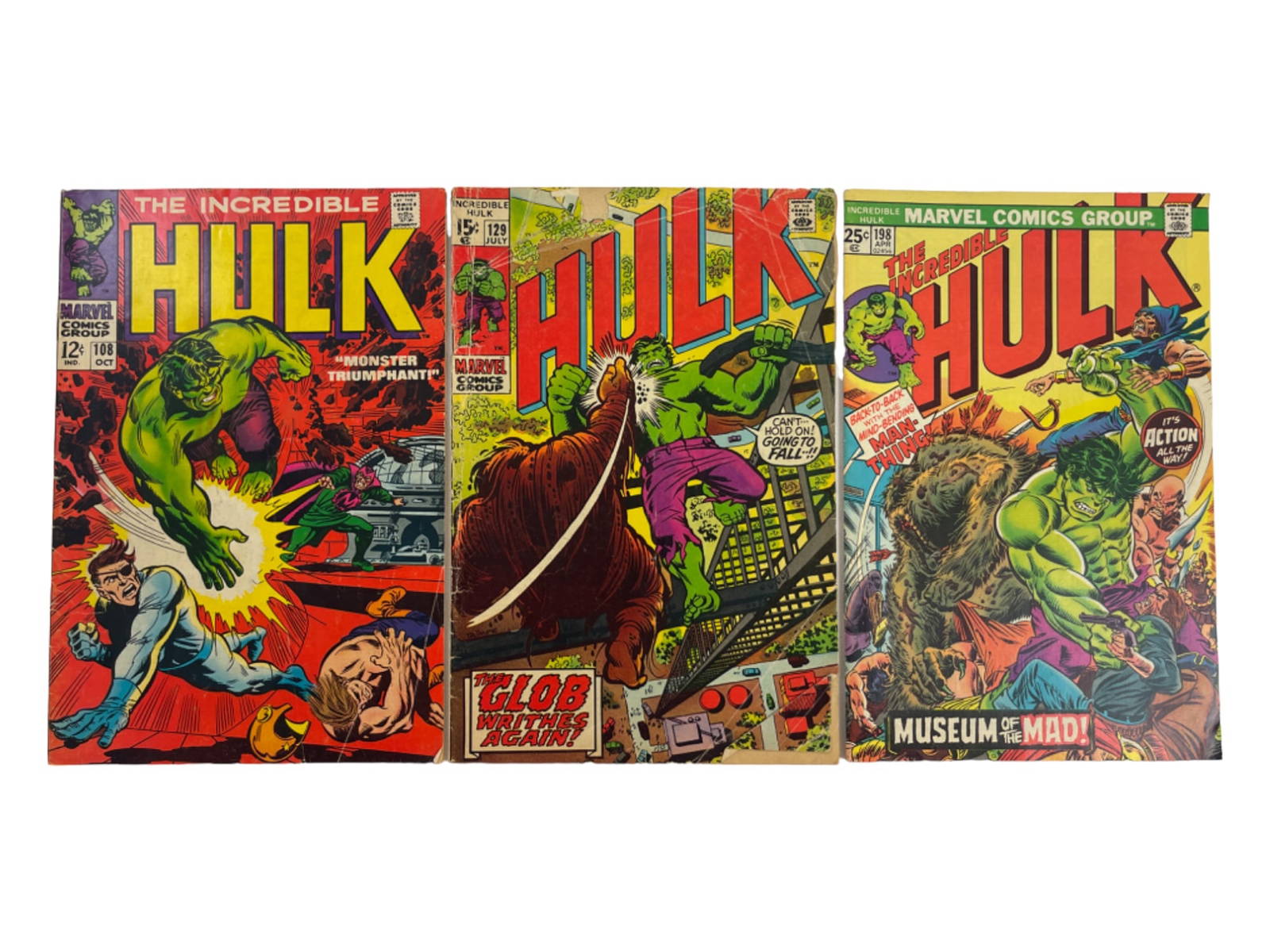 The Incredible Hulk #108 #129 & #198 Vintage Comic Books Auction
