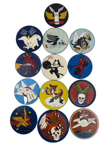 Vintage Fighter Squadron Us Military Leather Patch Collection Hand Painted