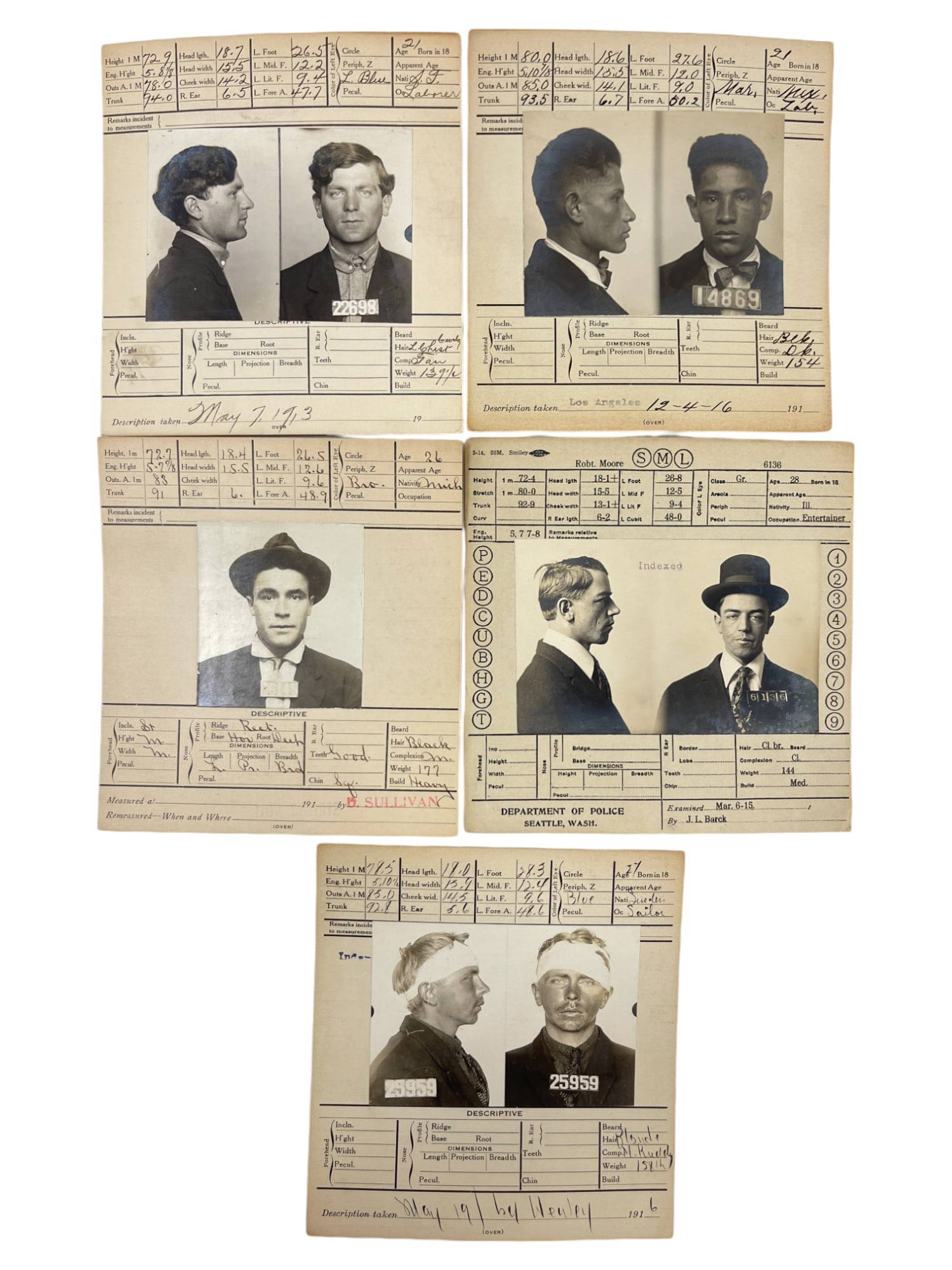 Vintage Early 1900s Criminal Mugshot Collection Lot Auction