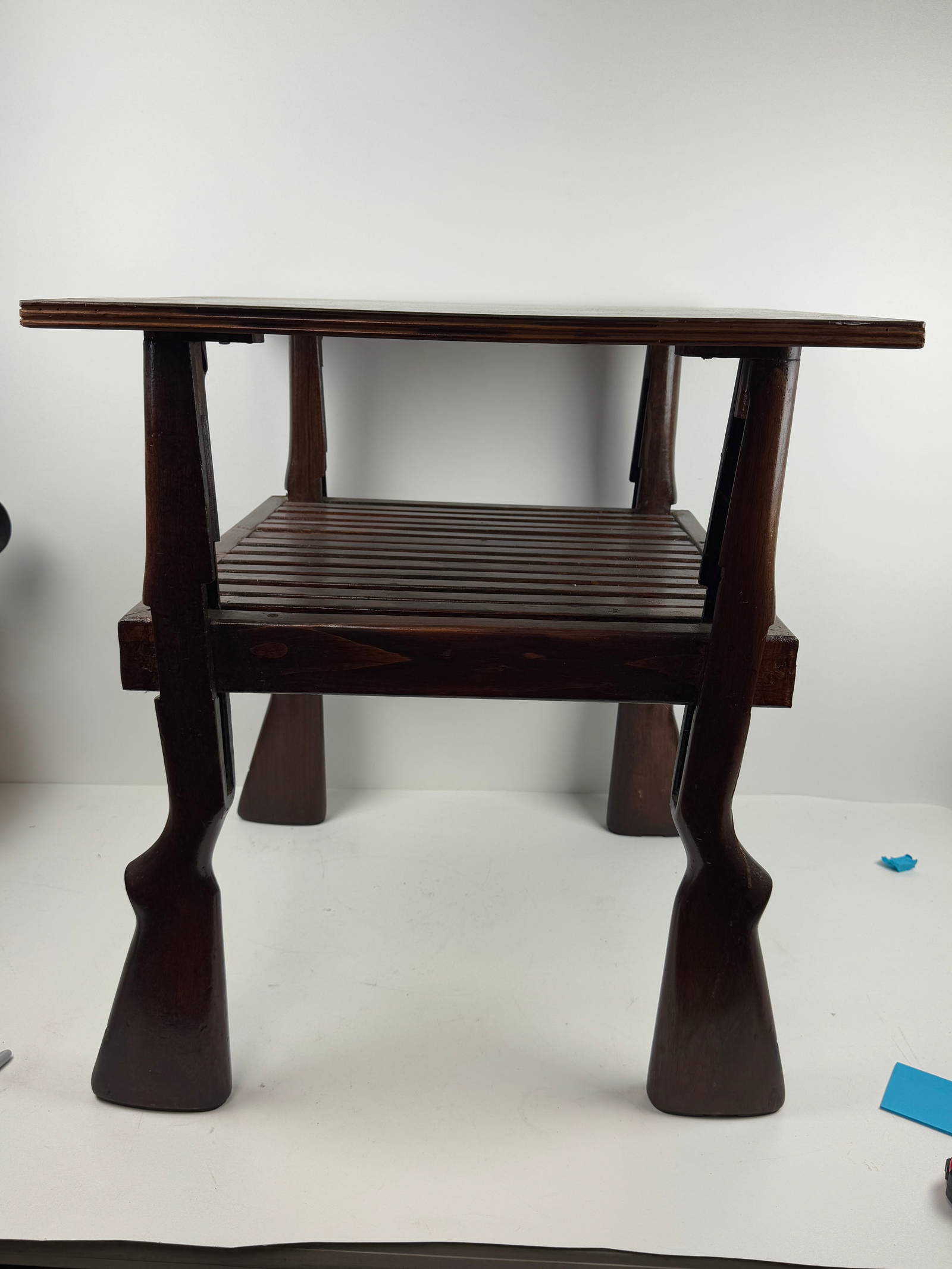 Vintage Mid-century Ww2 M1 Garand Standing Wood Table Auction