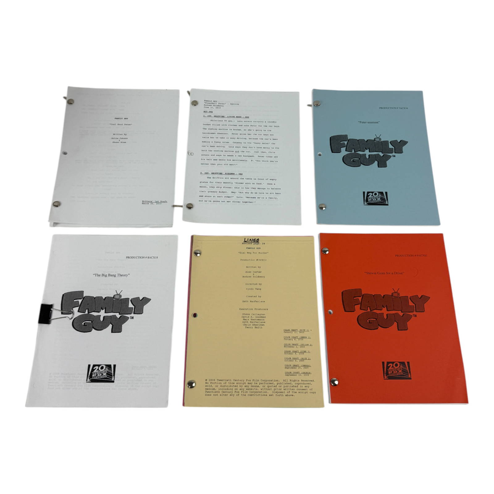 Vintage Family Guy Scripts And Lined Drafts And First Drafts Auction