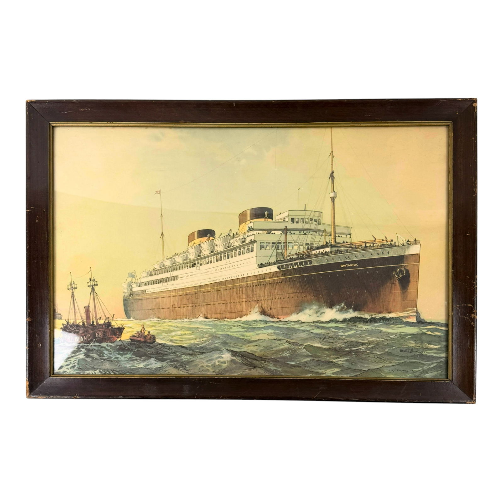 Vintage Print Of Uss Britannic At Sea By Walter Thomas - Jul 23, 2025 ...