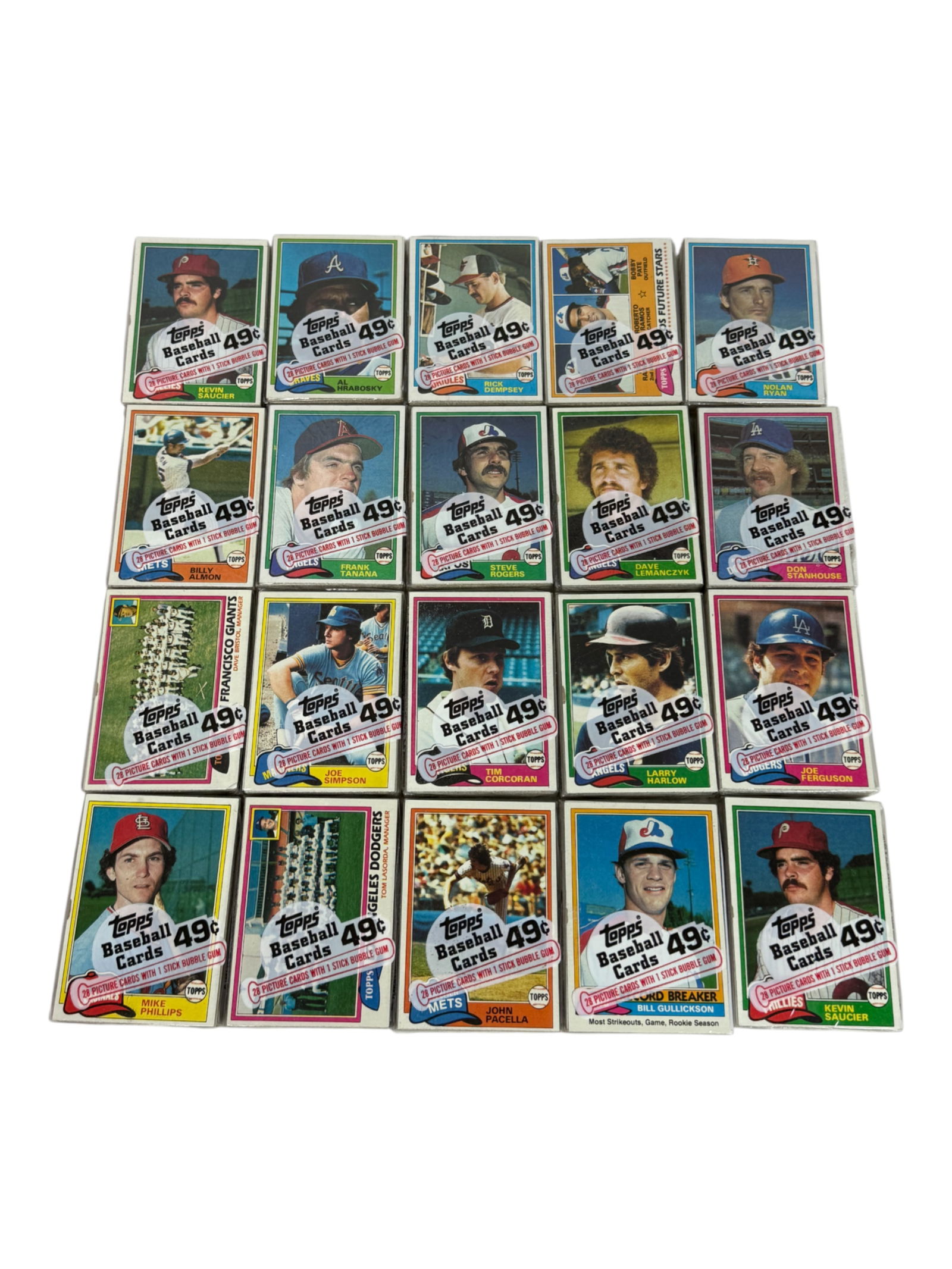 Topps 20 Sealed Packages Of 1981 Topps Baseball Cards Orginal Display ...