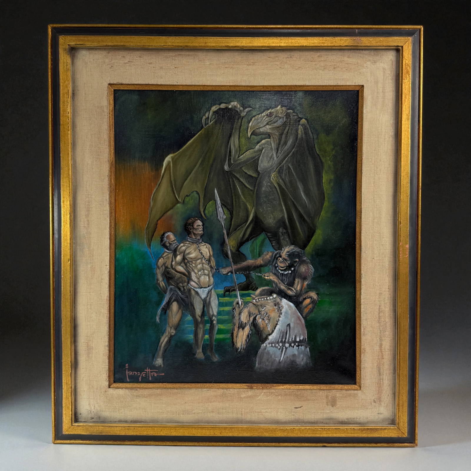 Frank Frazetta Attributed Oil Painting On Canvas Fantasy Art Signed ...