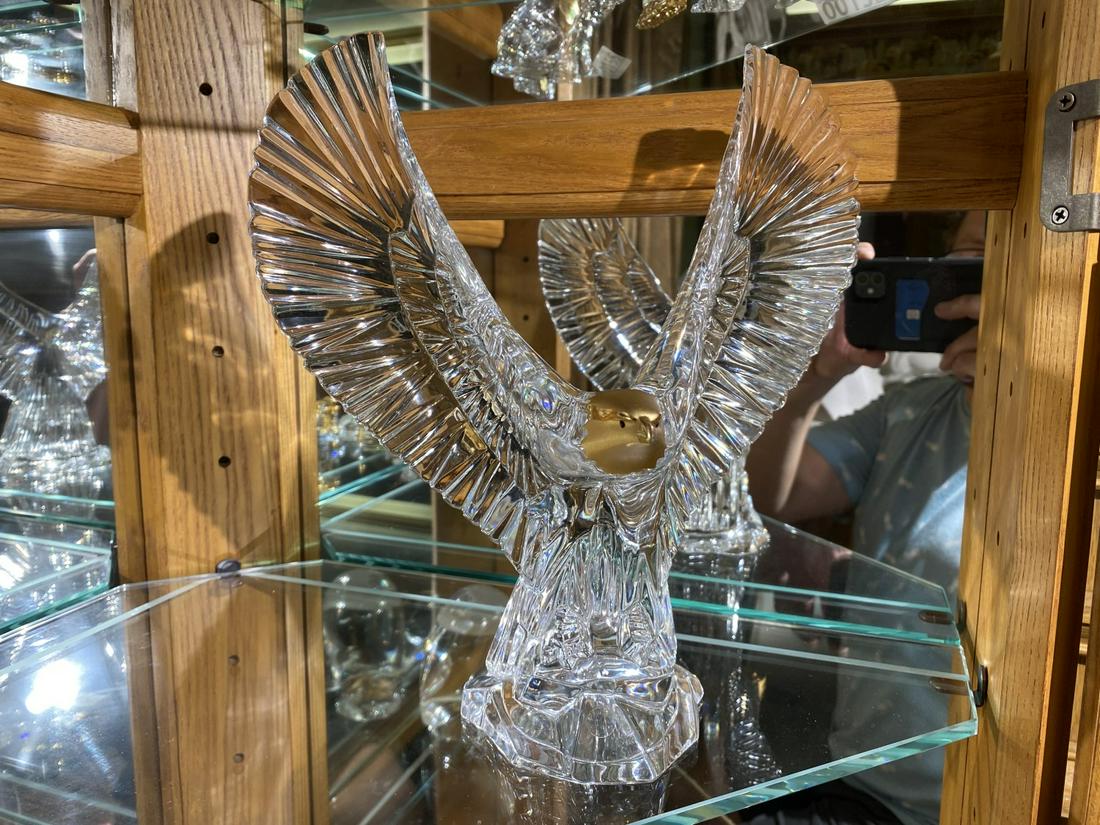 Large Franklin Mint Crystal Gilt Eagle Figure