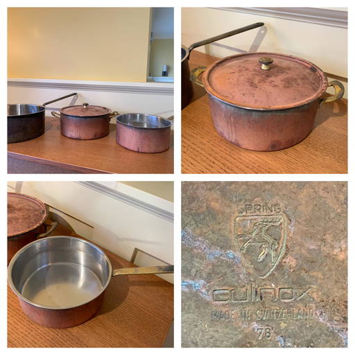 Culinox Copper Pots Made In Switzerland.