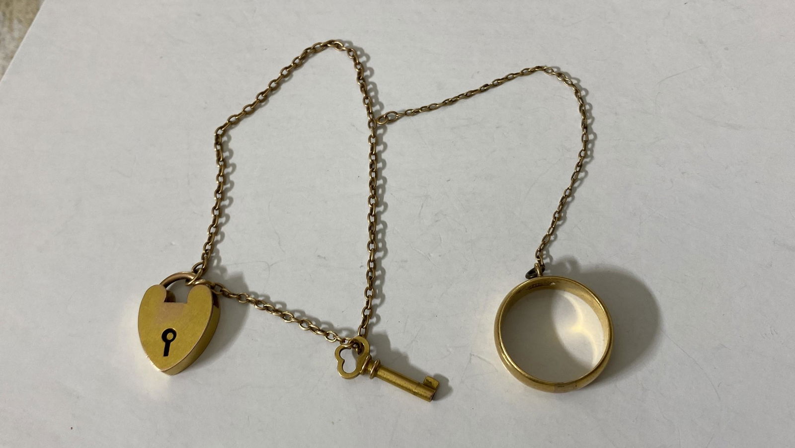 Early Antique Gold Chain, Key, Ring.