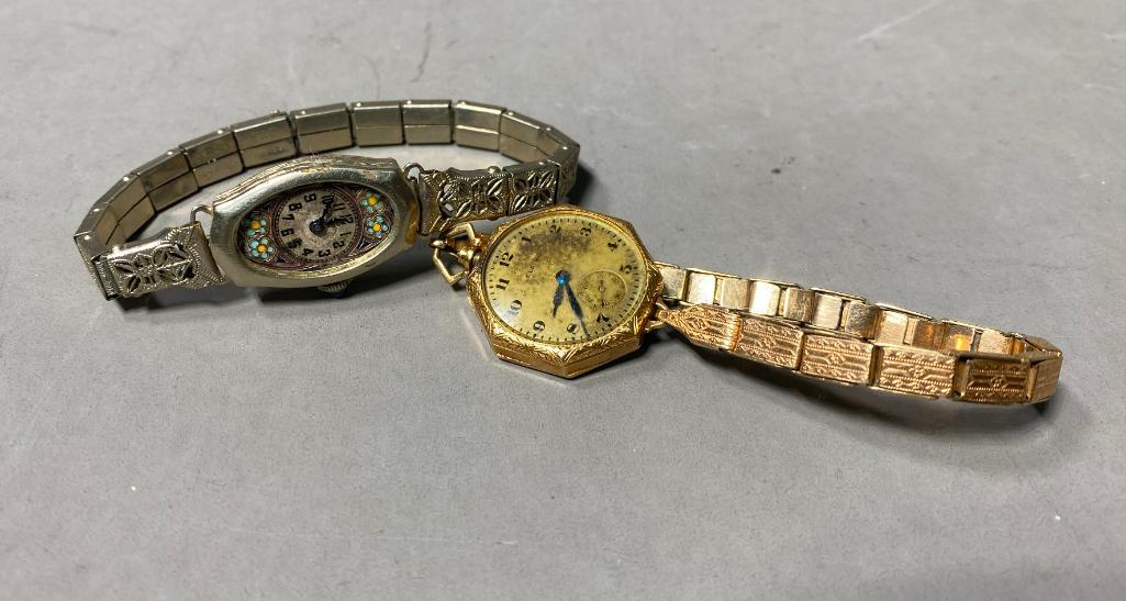 2 Antique Ladies Watches Both 14k Gold Cases