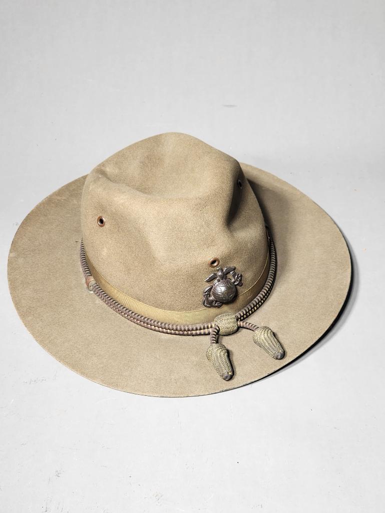 Vintage Stetson Military Field Or Campaign Hat W/usmc Marines Insignia ...