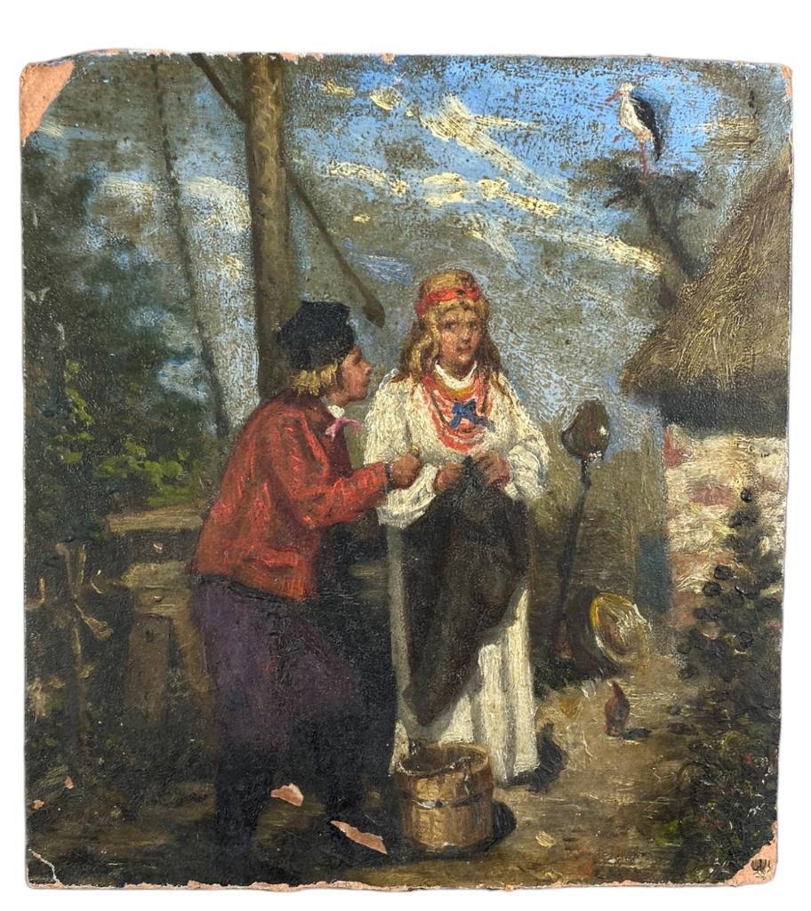 Early 19th C. Of "dutch Peasants" Oil On Board Auction