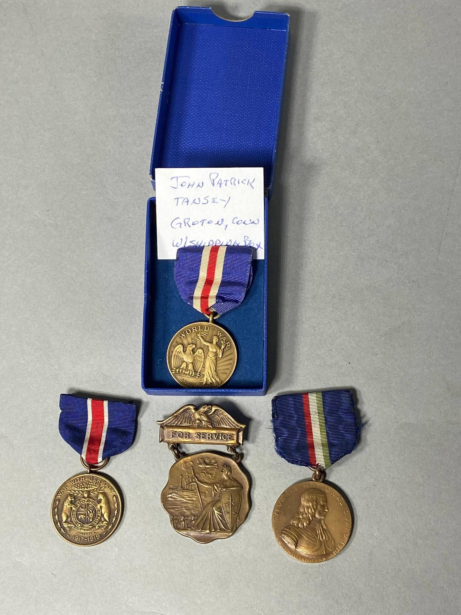 Wwi Service Medal Lot - Boxed Ct. Pa. Mo. & Ohio Auction