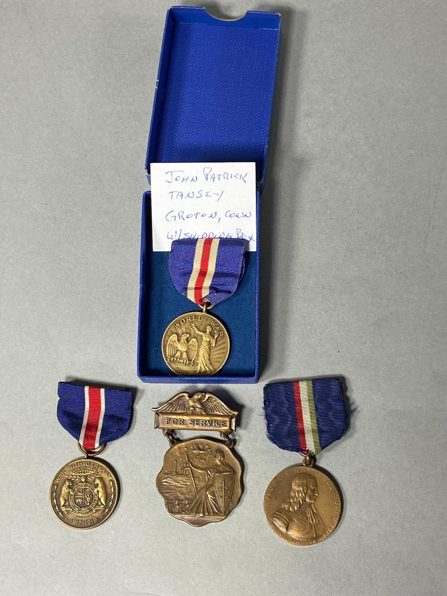 Wwi Service Medal Lot - Boxed Ct. Pa. Mo. & Ohio Auction