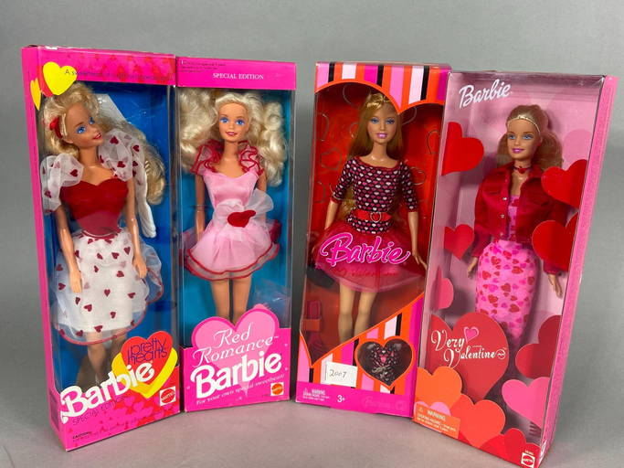 4 Vintage Barbies Including Pretty Hearts, Red Romance And More!.