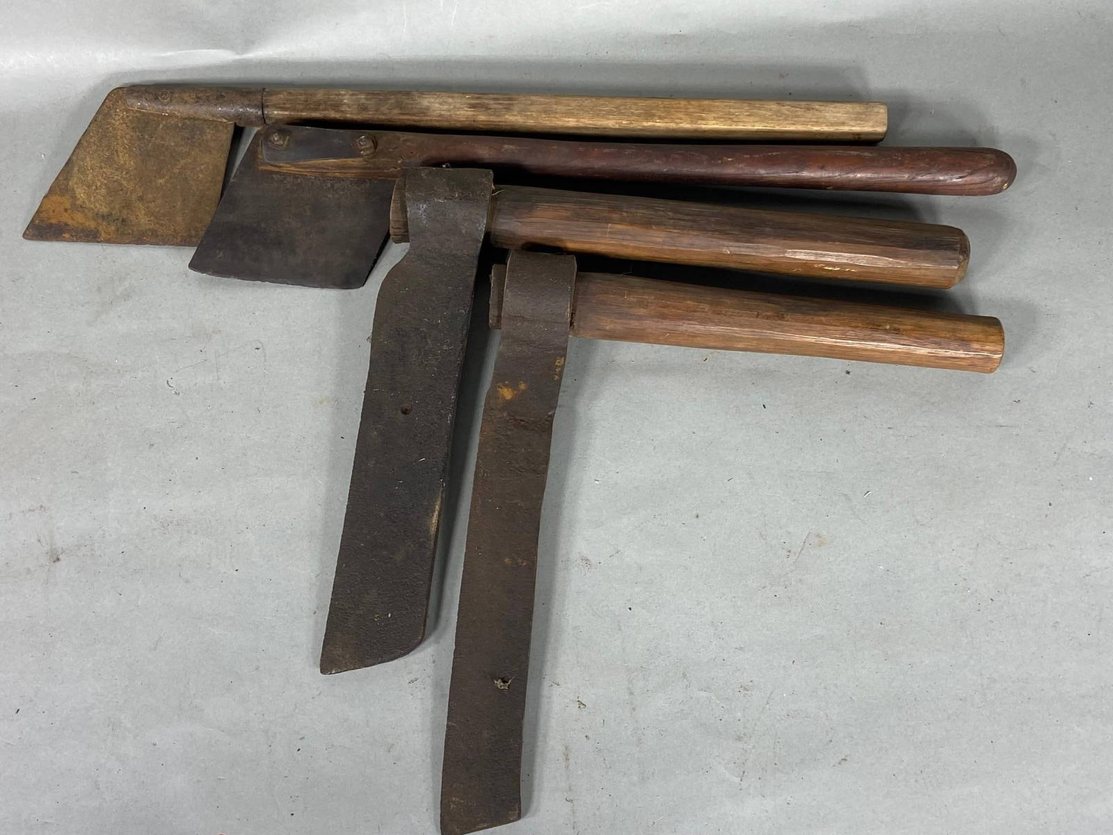 Primitive Wood Handled Cutting Tools. Auction